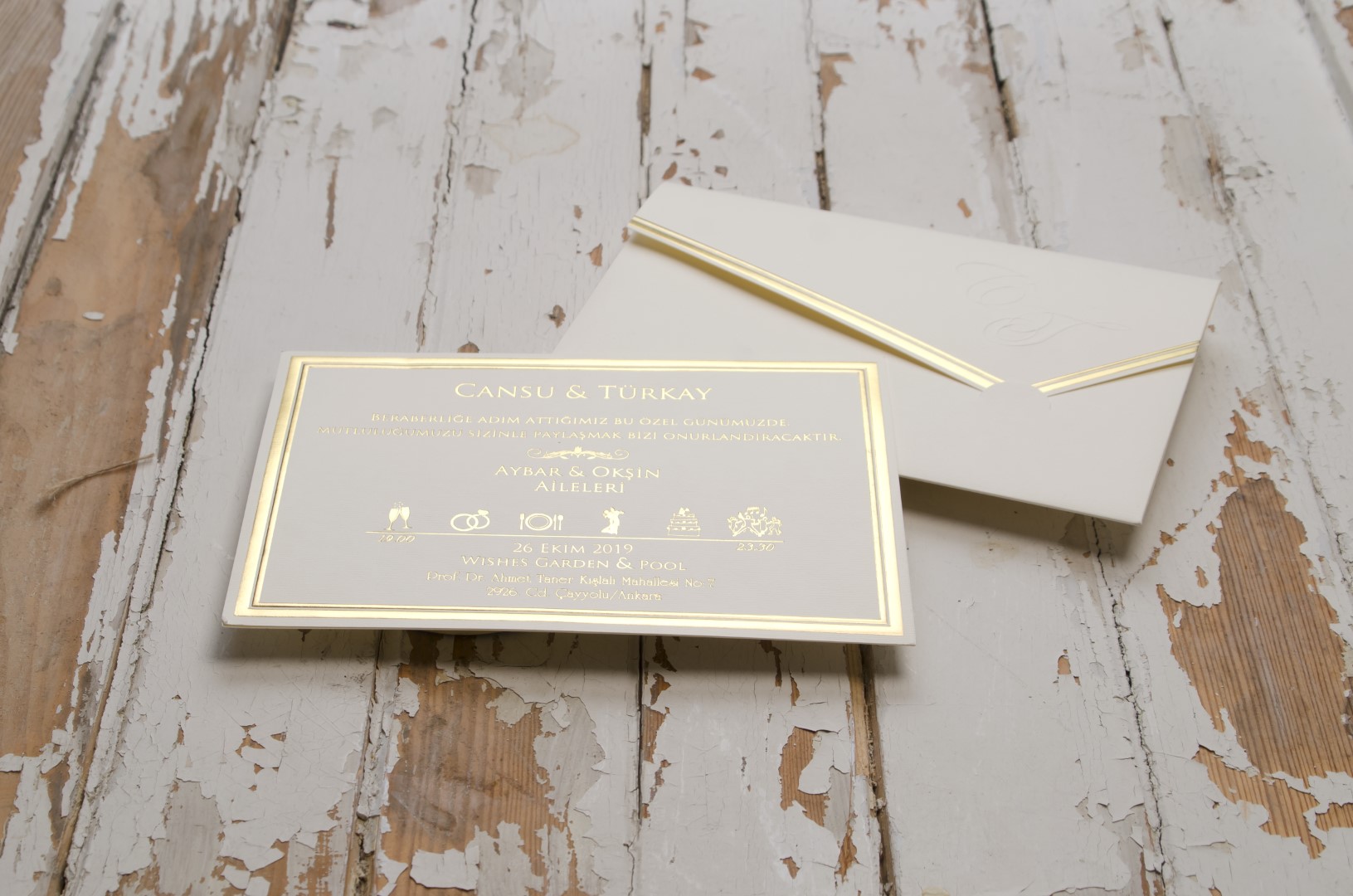 Faire part mariage blanc et Doré -modèle PÉNÉLOPE | MLC Paris